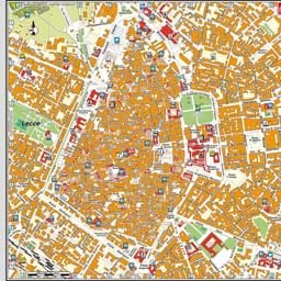 Mappa di Lecce - Centro Storico / Cartografia Aggiornata di Lecce ...